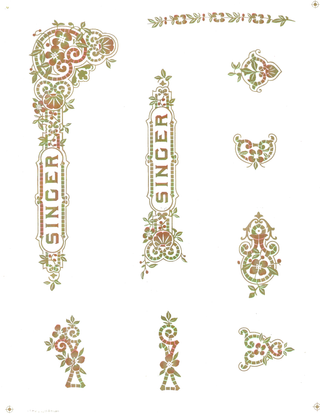 Singer 28/128 Decals for Restorations Tiffany Design Multi-Color ...