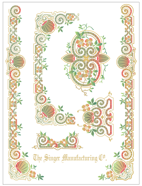 Singer 27 127 Decals for Restorations Tiffany Design Multi-Color ...