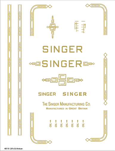 Singer 201 Sewing Machine Waterslide Restoration Decals - Keeler Sales