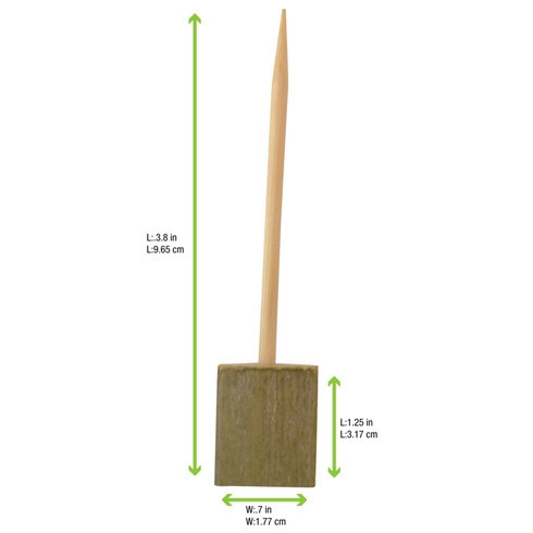"BOOT" Single Prong Bamboo Skewer with Block End L:3.9in - 20pcs/pack ...