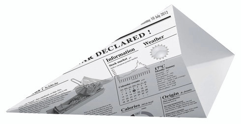 Sturdy Paper Cones with Newspaper Print 14.5oz L:7.7in W:6.3in - 125 pcs - BioandChic