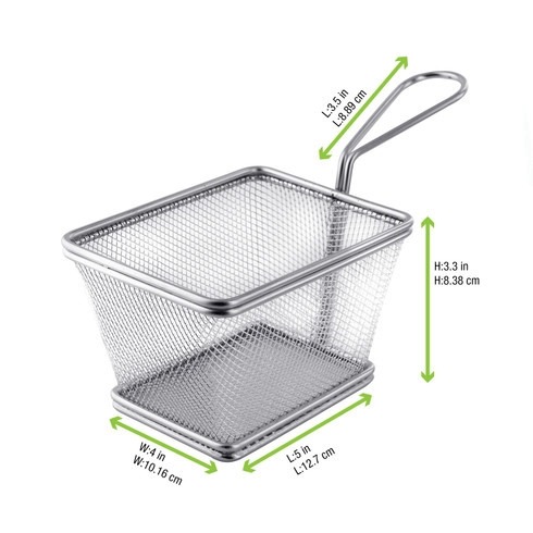 Mini Reusable Stainless Steel Fryer Basket 24oz L:5in W:4in H:3.3in - 1 ...