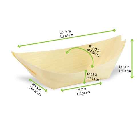 Medium Wooden Boats 2.5oz L:4.25in W:2.5in H:1in - 100 pcs - BioandChic
