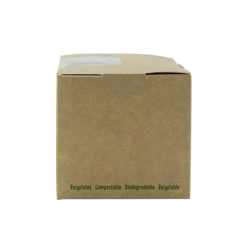 Brown compostable wrap box with PLA window 20oz L:4.9in W:3in H:2.8in ...