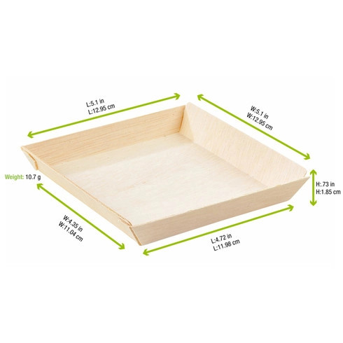 Square Samurai Wooden Dish 8oz L:5.2in W:5.2in H:0.79in - 100 pcs ...
