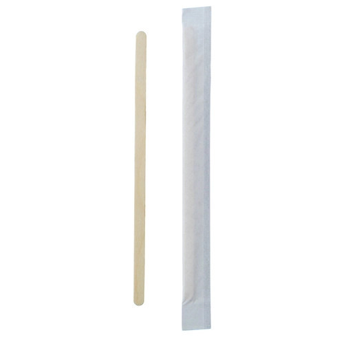 Individually wrapped wooden coffee stirrers with rounded end in ...