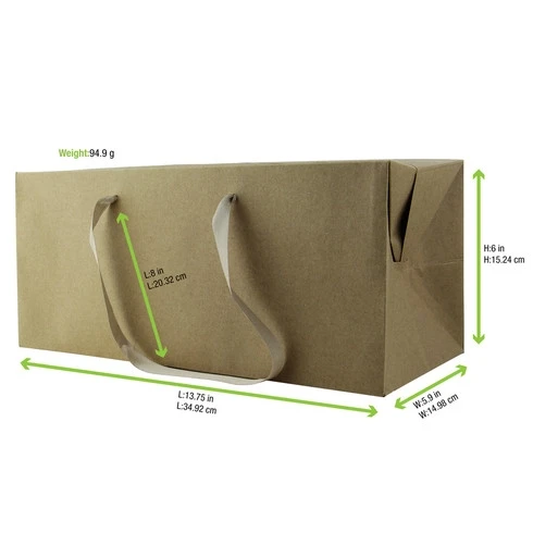 Box bag with handles L:11.8in W:7.87in H:6.7in - 25 pcs - BioandChic