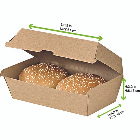 Kraft Corrugated Hamburger Clamshell Take Out Box 12oz L:8.9in W:4.9in ...
