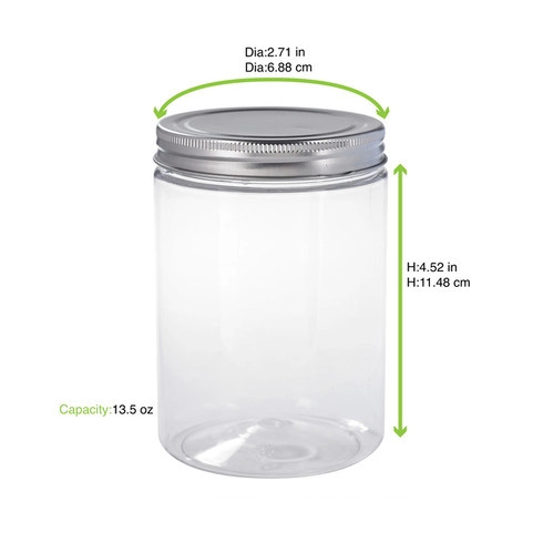 Bokotwist reusable PET jar 16.9oz D:3.42in H:3.77in - 160 pcs - BioandChic