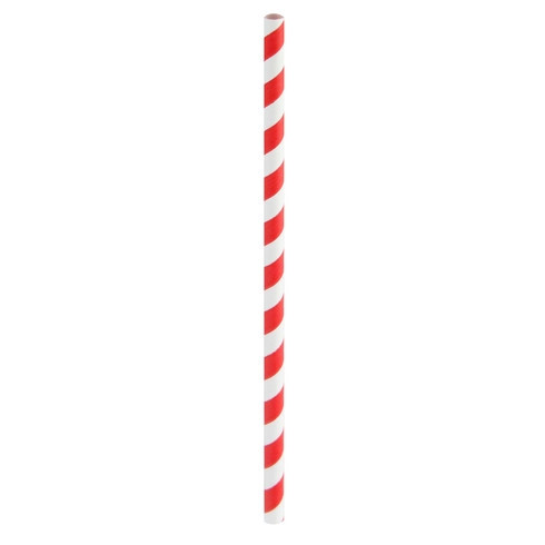 Durable Red & White Striped Cocktail Paper Straws - Unwrapped D:0.2in H ...