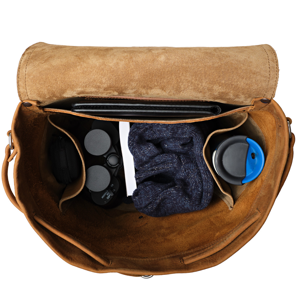 16" Tumbled Leather Drawstring Backpack