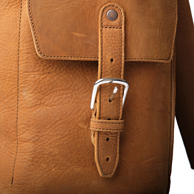16" Tumbled Leather Drawstring Backpack