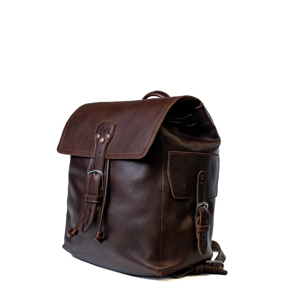 16" Tumbled Leather Drawstring Backpack