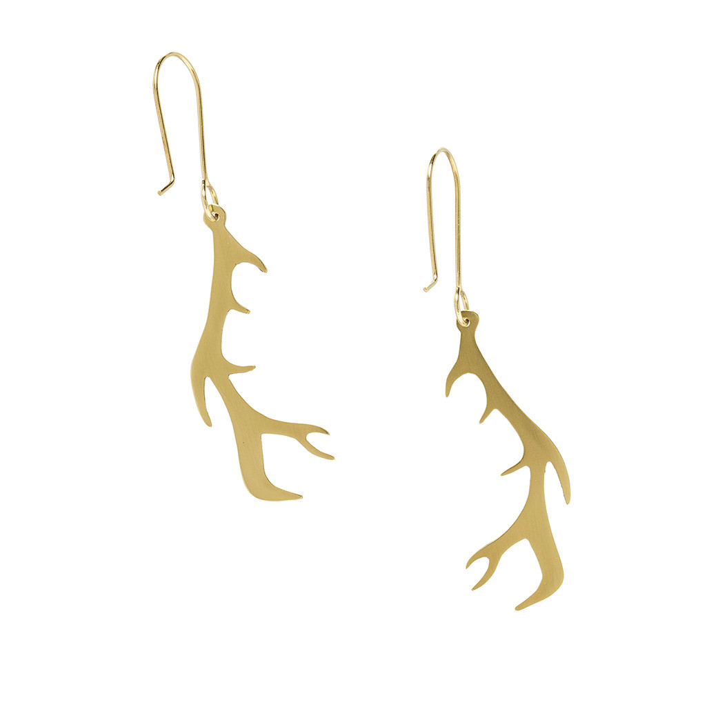 Stag brass drop earrings
