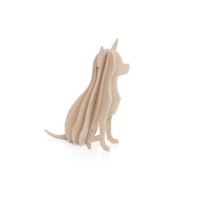 Natural wood chihuahua dog flat pack construction kit (6 cm)