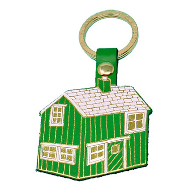 Cabin green leather key fob