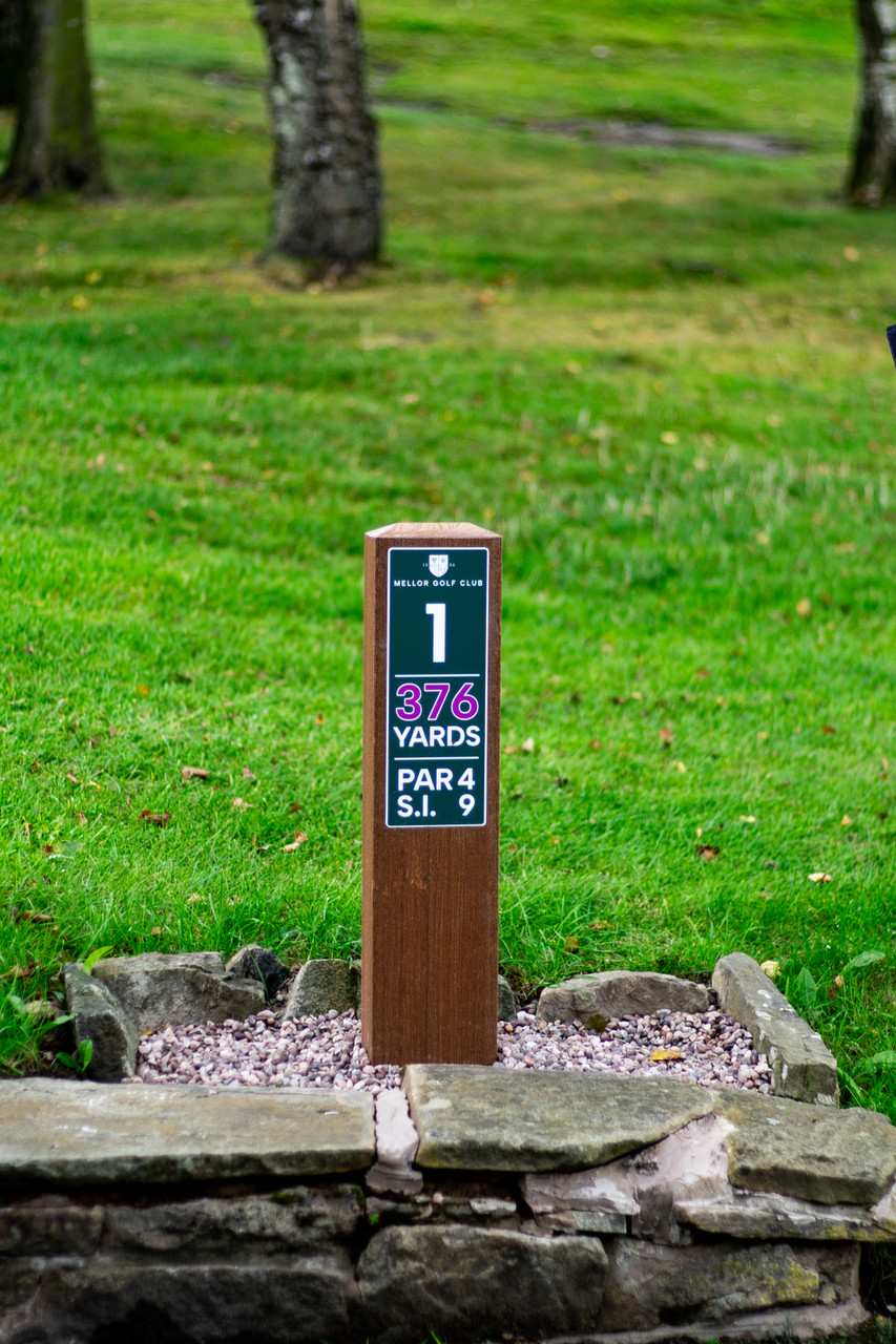 Luxewood® Single Post Tee Sign - (Wood Effect Range) - Pinseeker