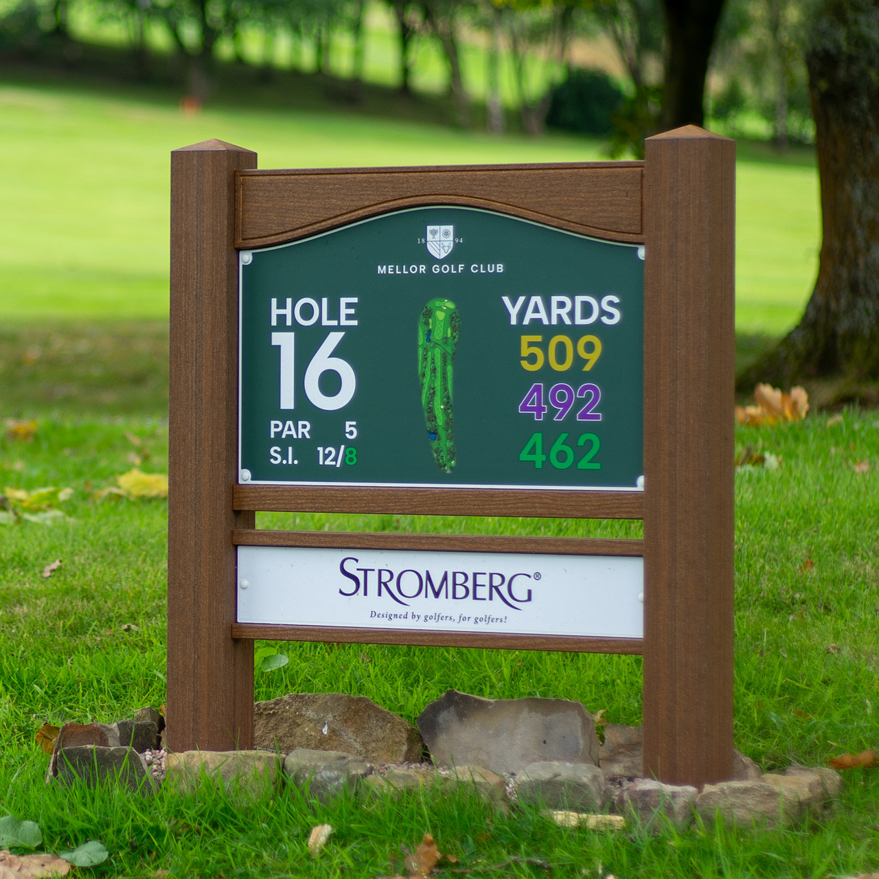 Flat Top Twin Post Sponsored Tee Sign - Pinseeker