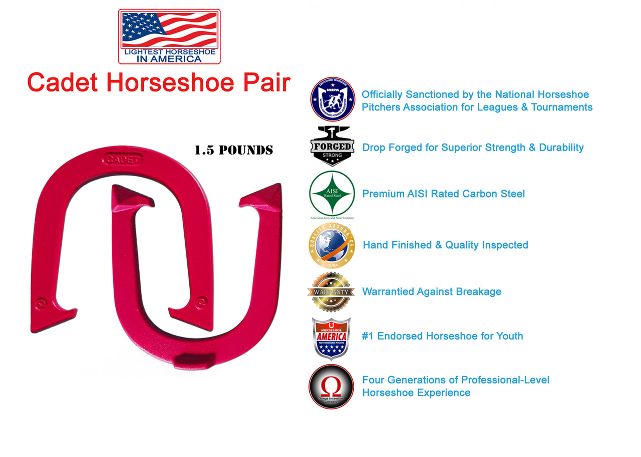 CADET HORSESHOES - RED - Omega Horseshoe Co.