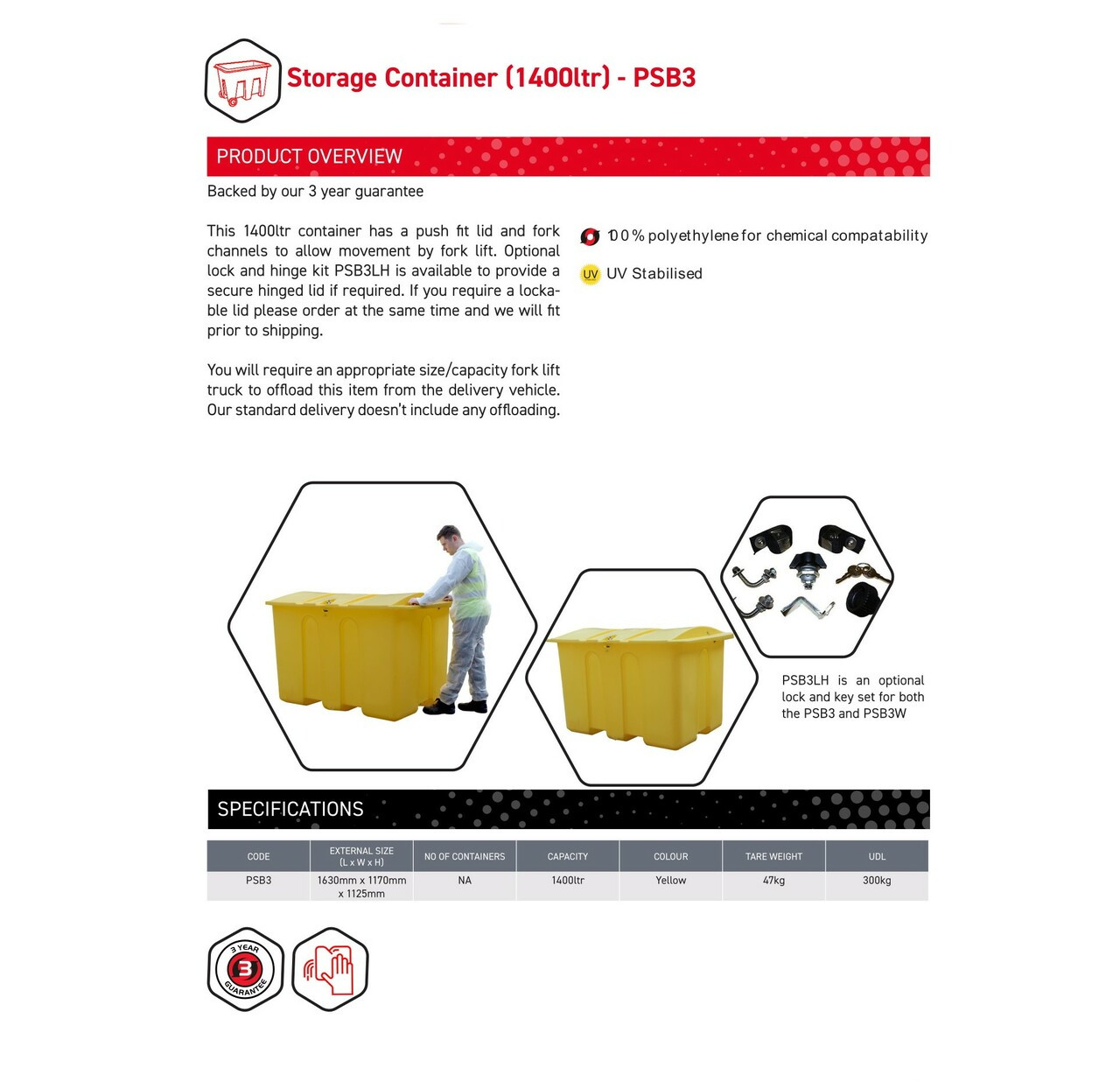 PSB3W Wheeled 1400ltr Storage Container Bin | Roadware