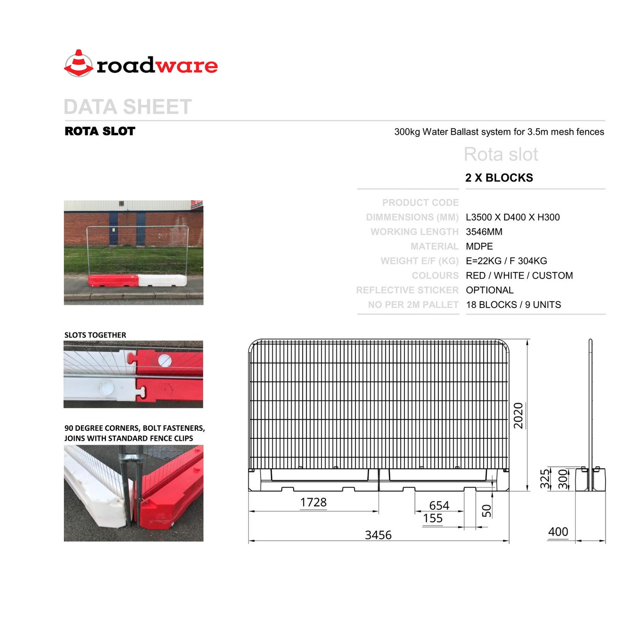 3.5m Rota Slot Heras Panel Barriers | Roadware