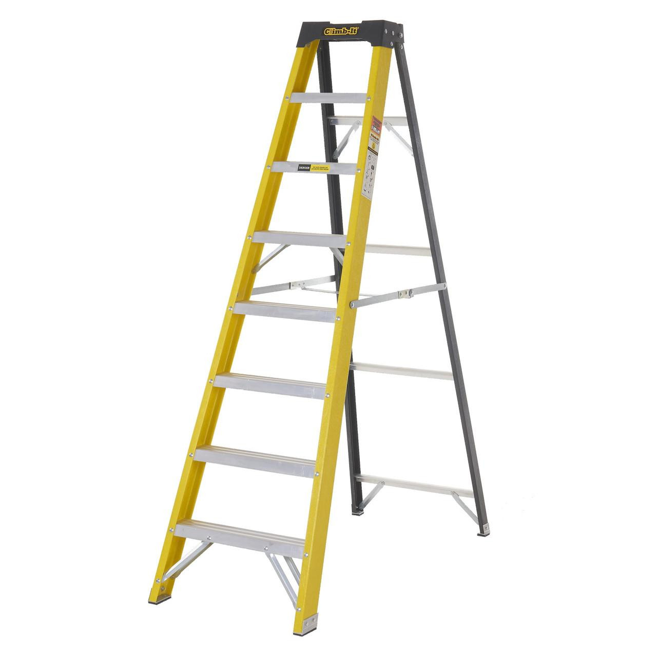 3 to 8 Tread Climb-It Insulated Glass Fibre Swingback Stepladders ...