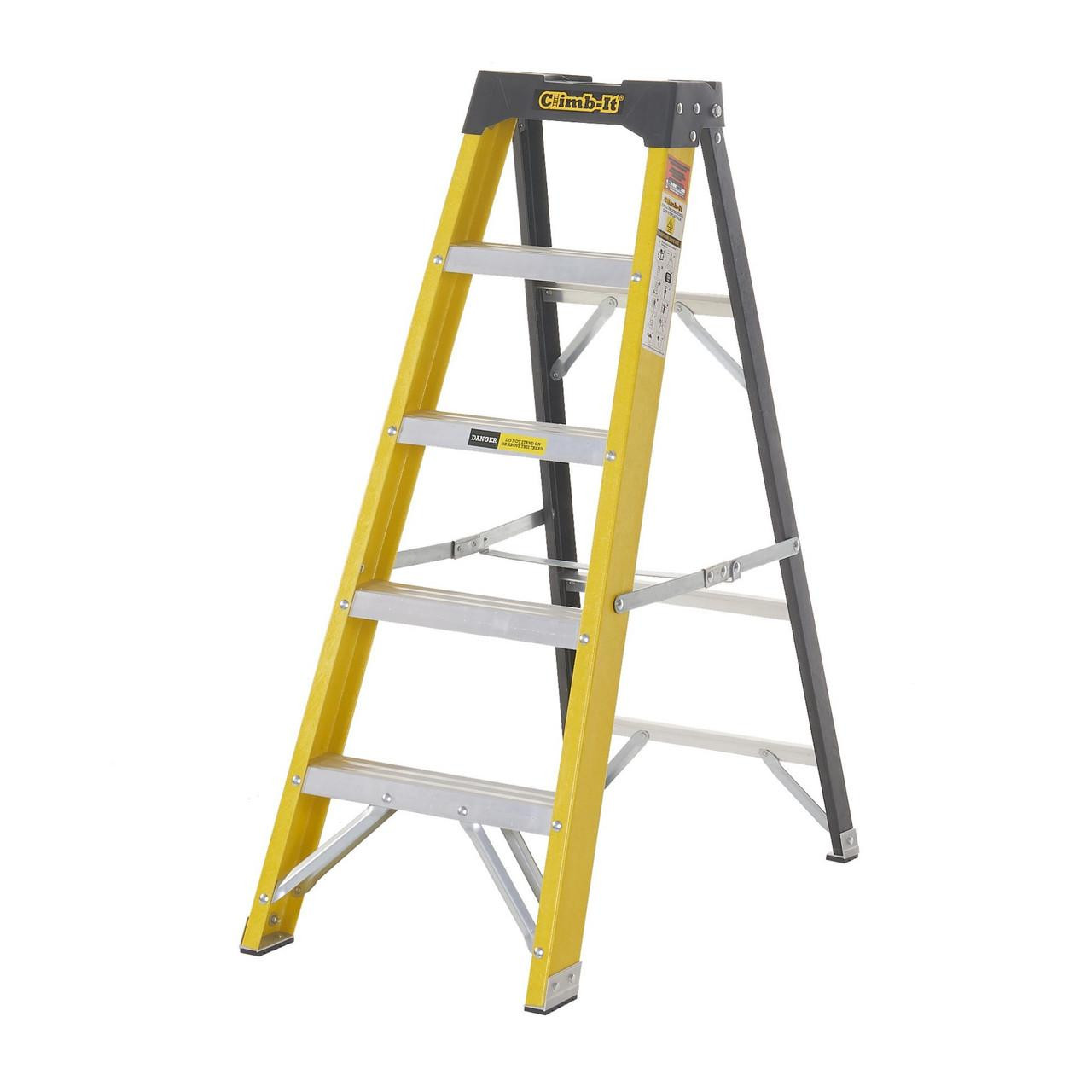 3 to 8 Tread Climb-It Insulated Glass Fibre Swingback Stepladders ...