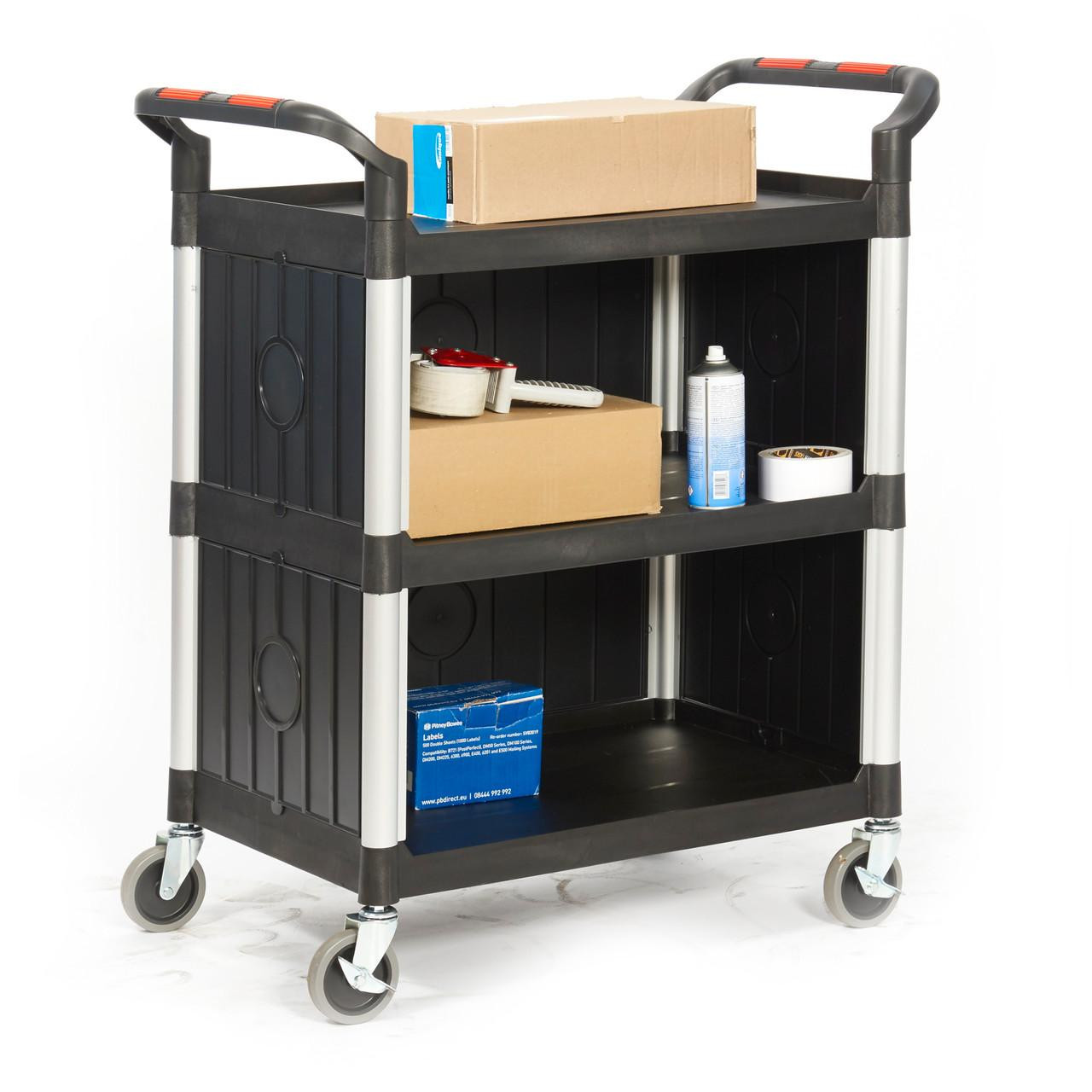 Proplaz 3 Shelf Table Trolley Enclosed Sides | Roadware