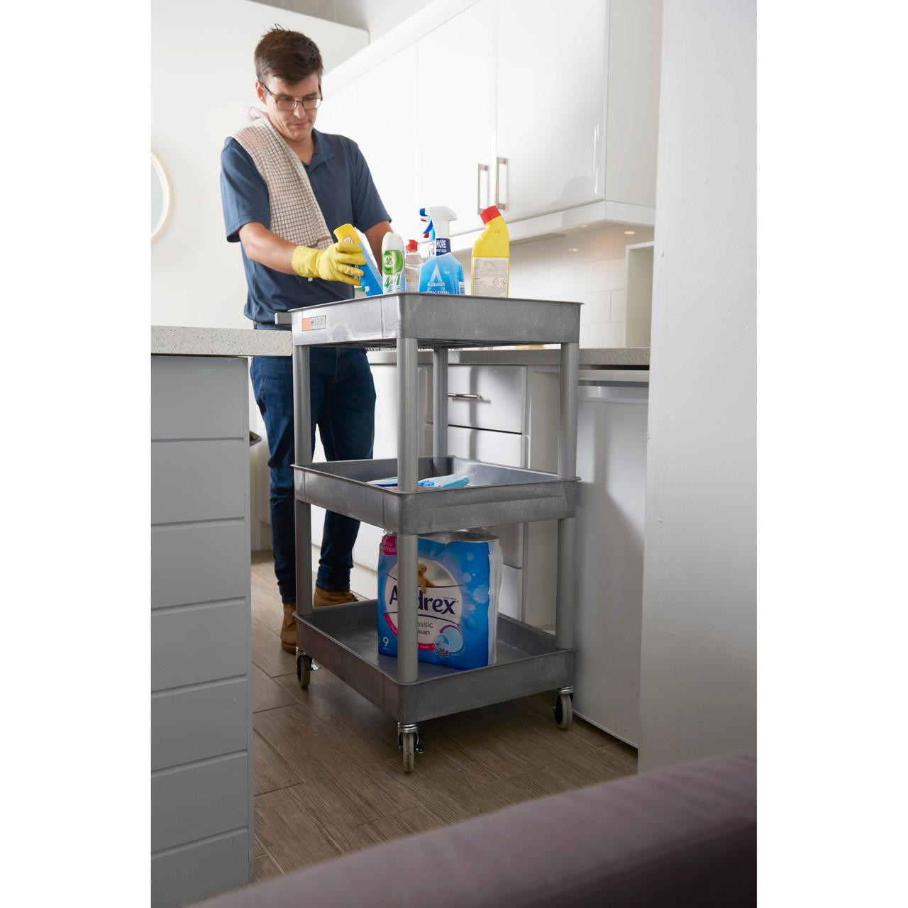 GI637L Multi-Purpose 3 Deep Shelf Service Table Trolley | Roadware
