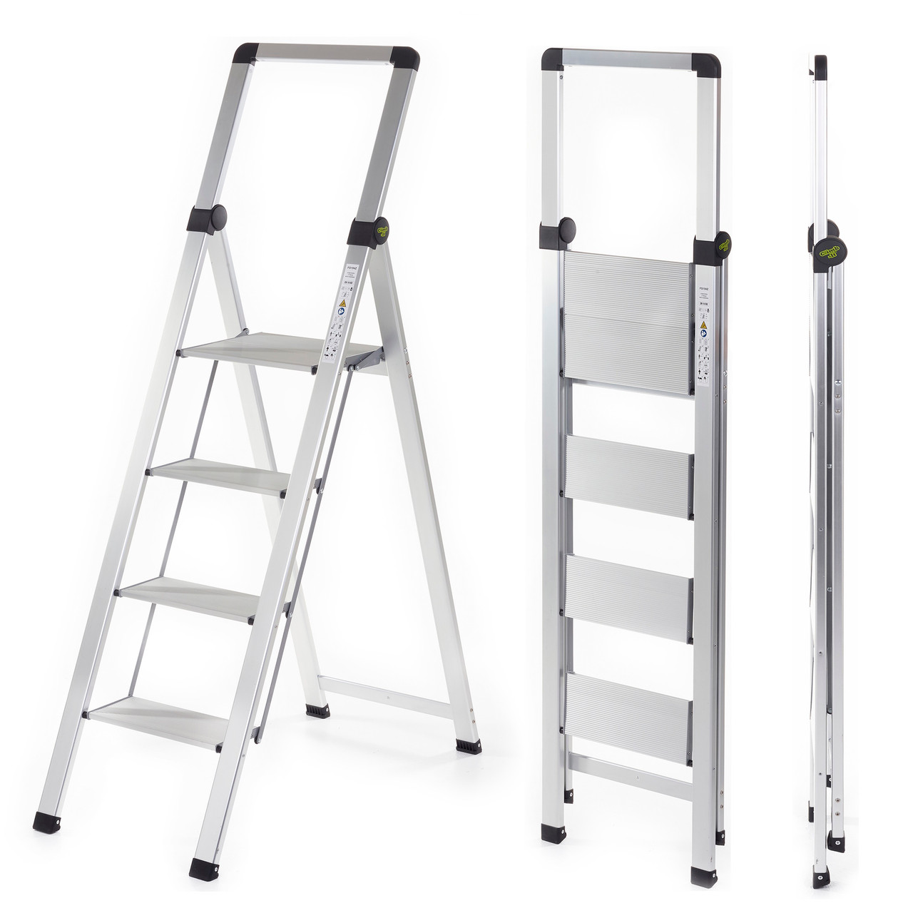 2, 3 or 4 Tread Slim Aluminium Folding Stepladders | Roadware