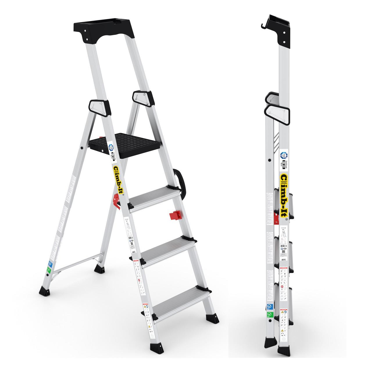 3 to 7 Tread Professional Aluminium Climb-It Stepladders Inc Carry ...