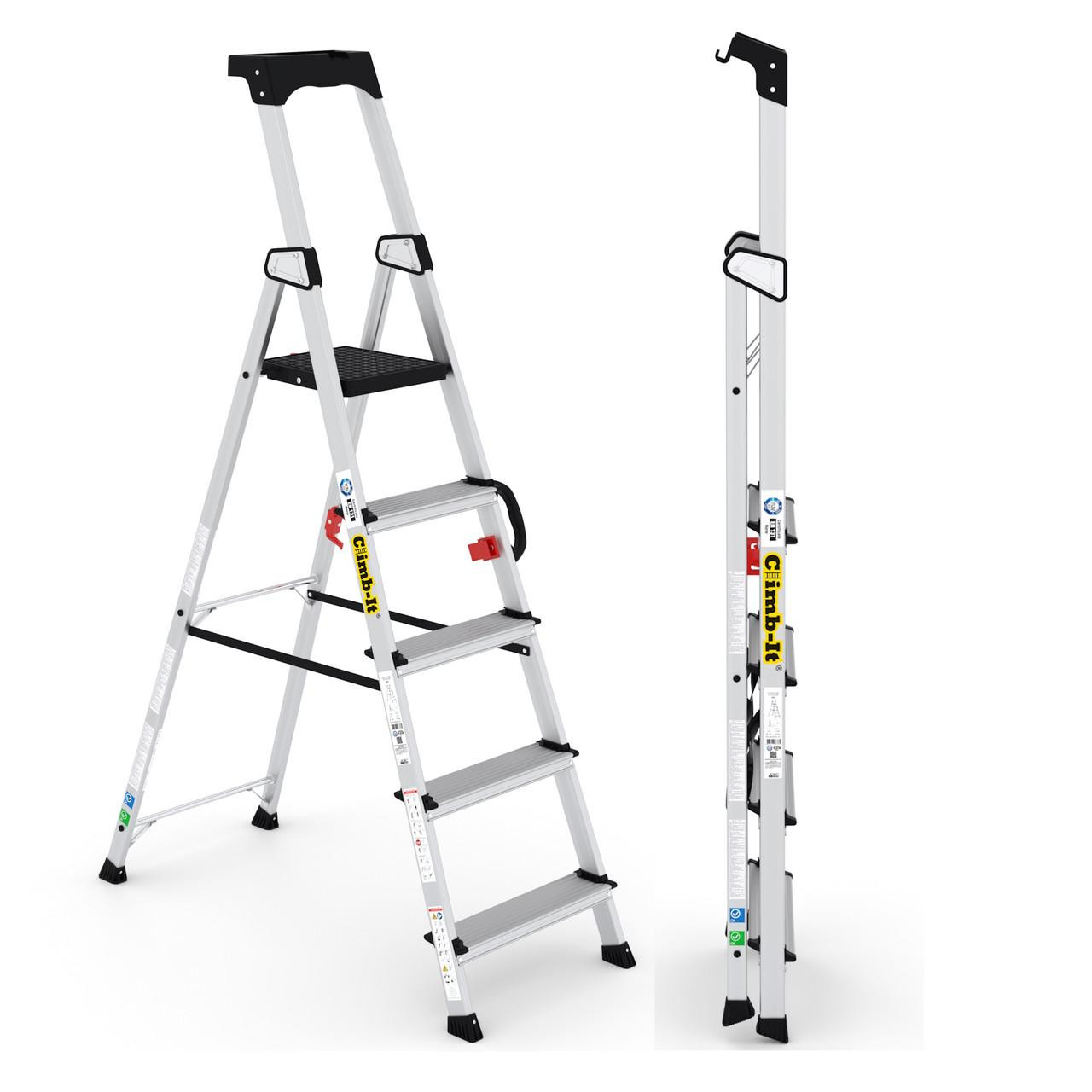 3 to 7 Tread Professional Aluminium Climb-It Stepladders Inc Carry ...