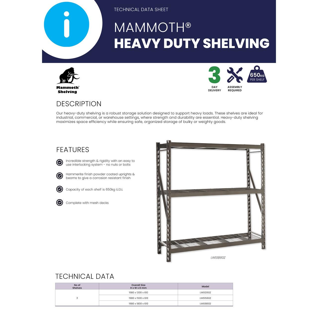 Wide Mammoth Metal Shelving with Mesh Decks | Roadware