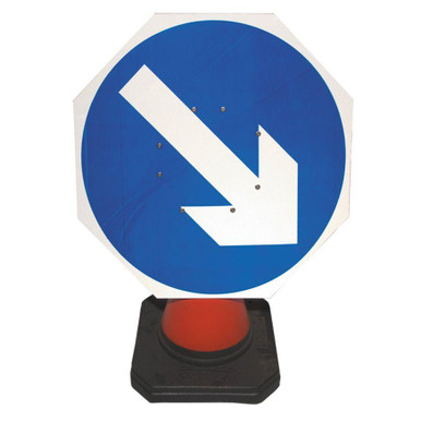 100 x 600mm HANGMAN KEEP LEFT RIGHT (REVERSIBLE ARROW) TRAFFIC CONE ...
