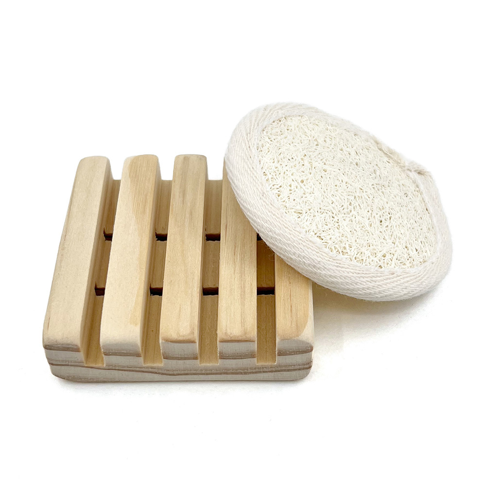 Mini Wooden Soap Dish w/ Loofah in Box