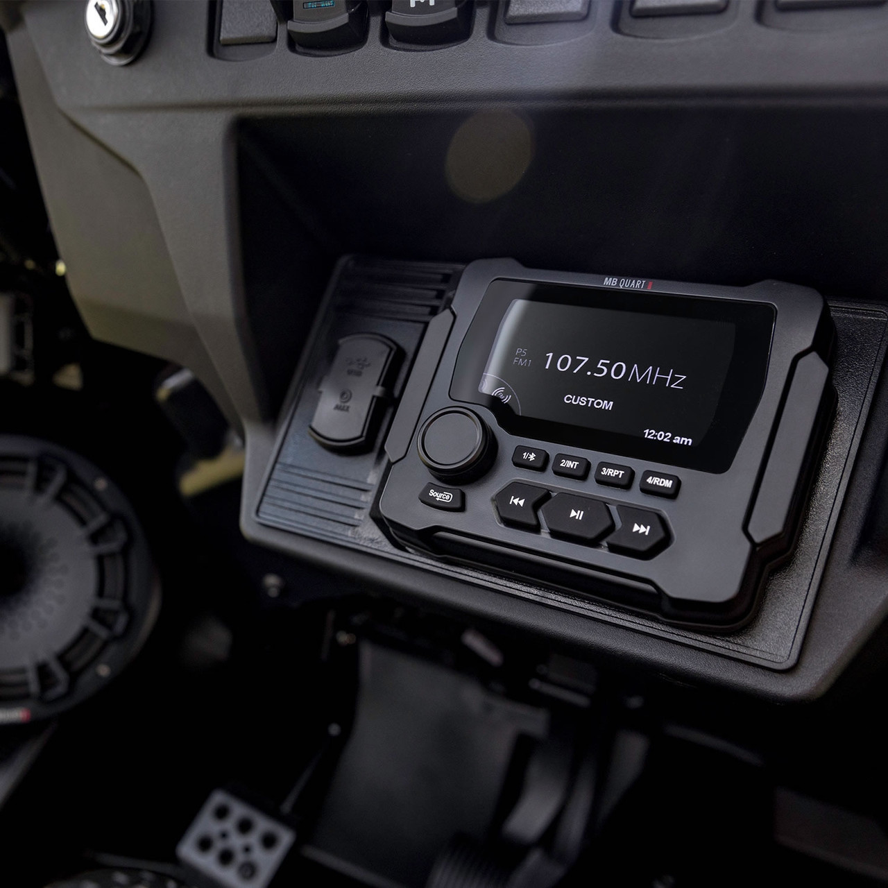160W Powered Bluetooth AM/FM Gauge Mount Radio with LED Color Display