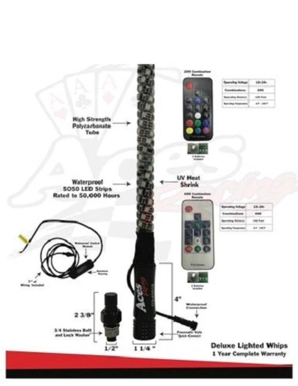 Cfmoto Uforce Zforce 400 Combination Deluxe Lighted Whips By Aces