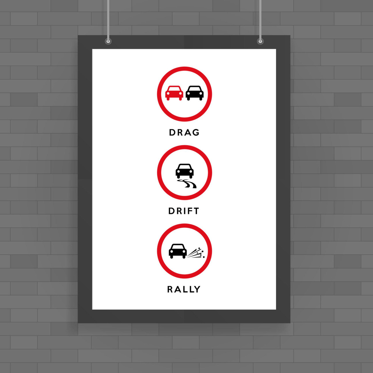 Drag Drift Rally Poster - Novelty Posters - Slightly Disturbed