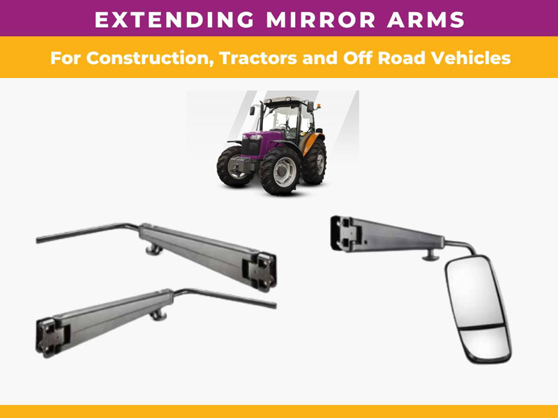 Extended Wing Arm Mirrors for Tractors, Construction & Off-Road ...