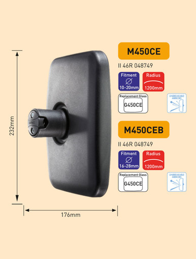 Agricultural Bus Coach Rear View Unabreakable Main Mirror 232mm x 176mm ...