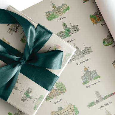 State Capitols (Holiday Gift Wrapping Paper) - DLCC Webstore