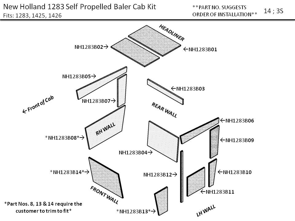 NEW HOLLAND 1283 SELF PROPELLED BALER CAB KIT - Fehr Cab Interiors Co.