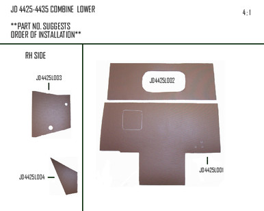 JD 4425 - 4435 COMBINE LOWER KIT - Fehr Cab Interiors Co.