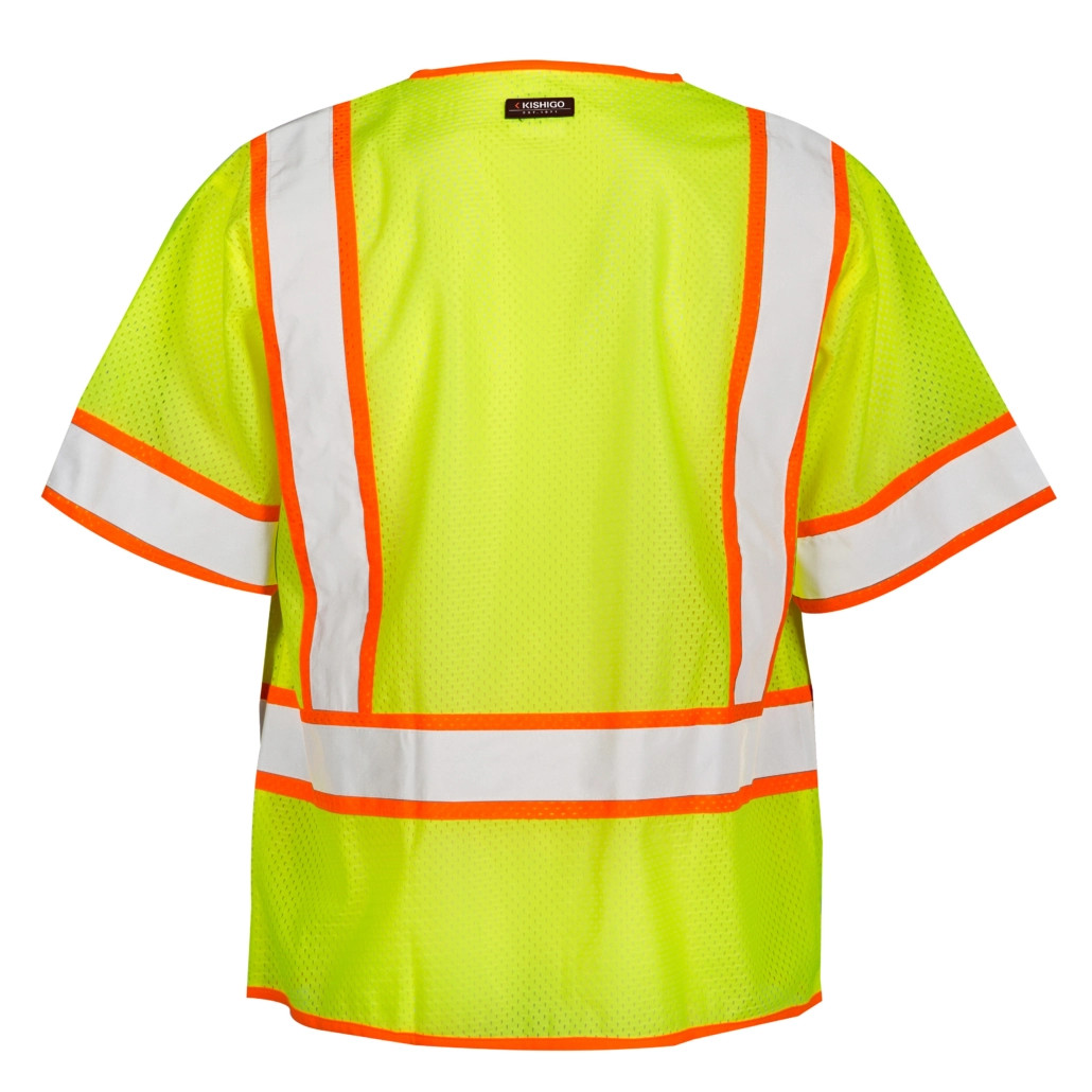 6 Pocket Contrast Mesh Vest - Class 3 - Leonard Safety Equipment Inc