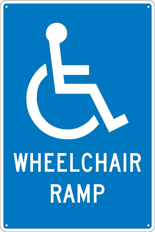 Wheelchair Ramp Sign - 12"x 18" Baked Enamel on .063 Heavyweight ...
