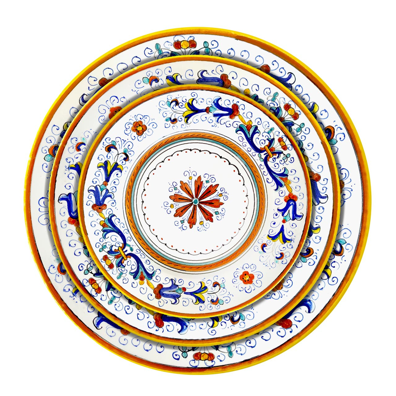 Italian pottery table set with Ricco Deruta decoration