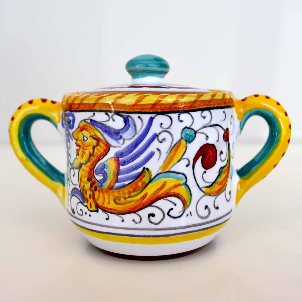Sugar Bowl With Lid Raffaellesco | Deruta Pottery in Italy