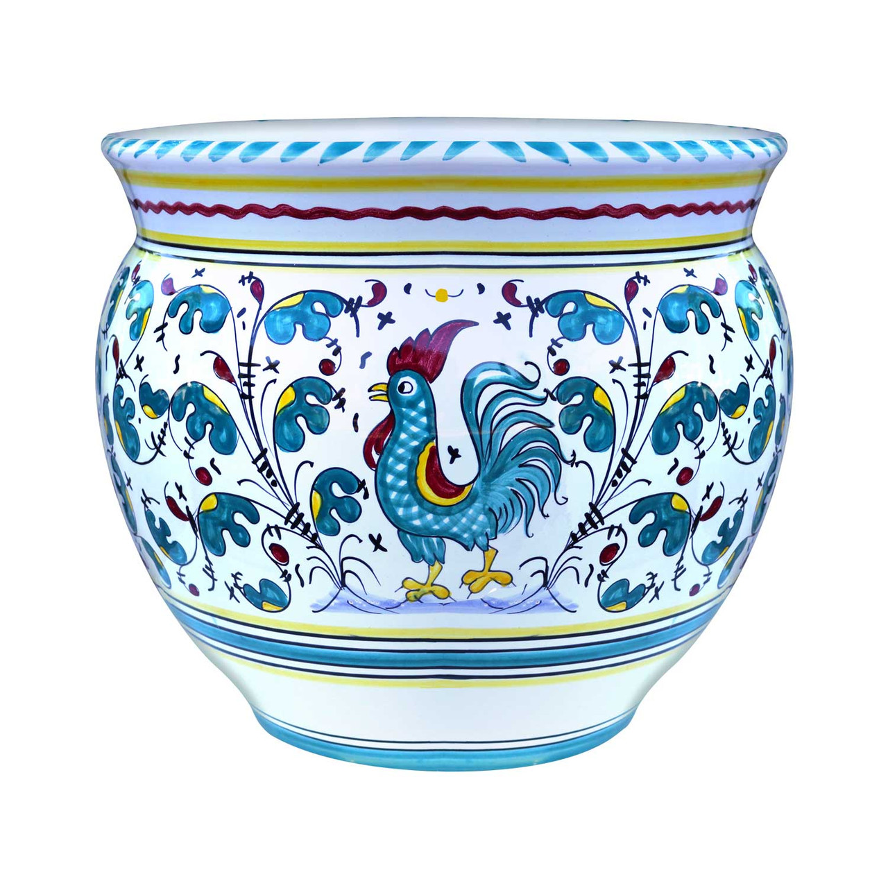 Cachepot "Galletto Green" 12" | Deruta Vase