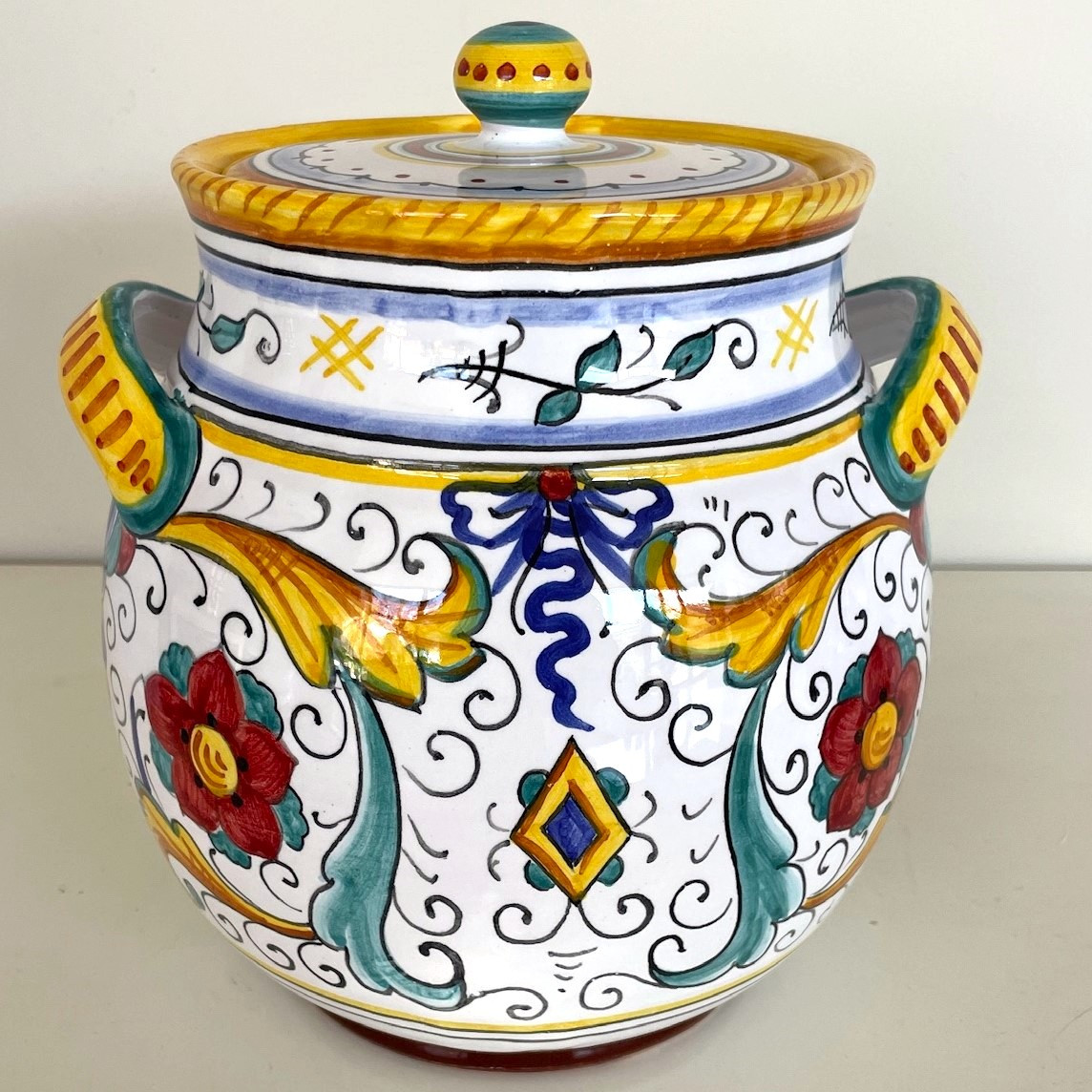 Italian Ceramic Cookie Jar – Raffaellesco Design | Mod Deruta