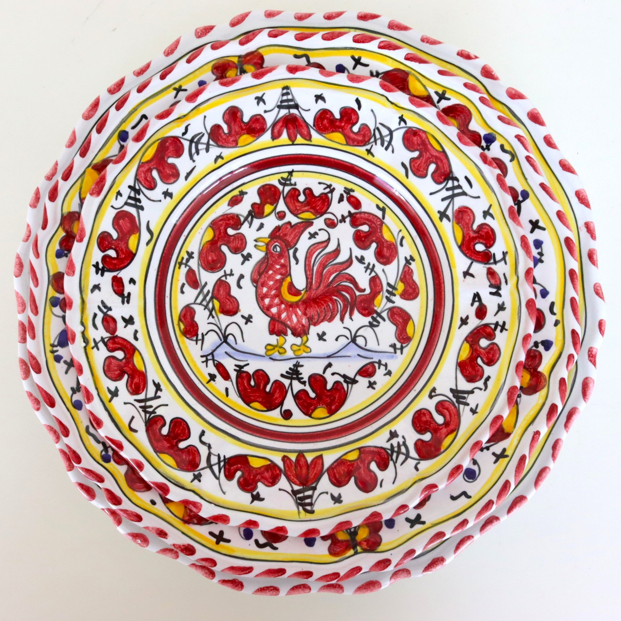 Deruta Rooster 3-Piece Table Set – Galletto Red